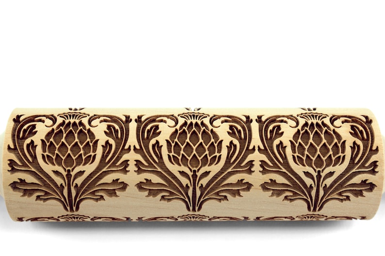 Scottish Thistle Rolling Pin Embossed, Engraved Roling Pin, Shortbread ...