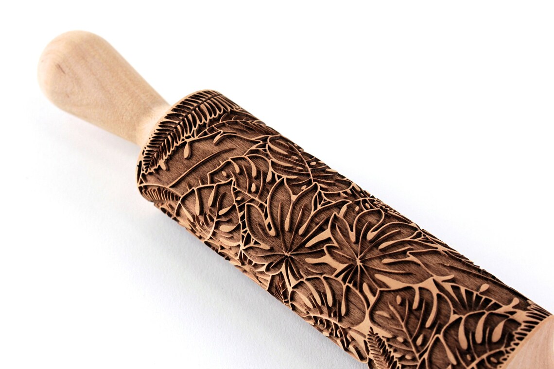 Monstera Embossed Rolling Pin Jungle Leaves Tropical | Etsy