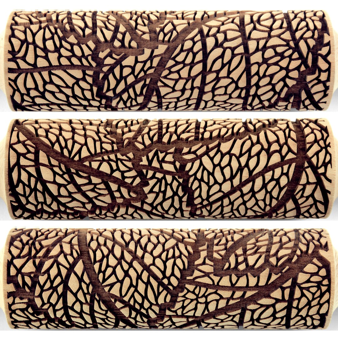 Embossed Rolling Pin Leaf Skeleton Clay Stamp Pottery Roller Tool ...