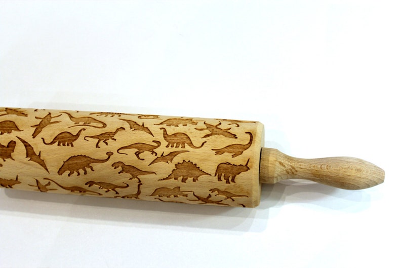 DINOSAURS Embossing ROLLING PIN, Christmas Gift, Engraved Rolling Pin ...