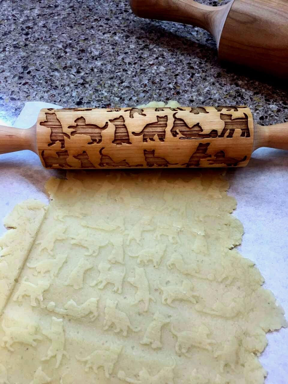 ENGRAVED ROLLING PIN Cats, Kittens, Embossing Rolling Pin, Christmas ...