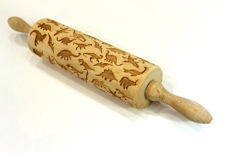 DINOSAURS Embossing ROLLING PIN, Christmas Gift, Engraved Rolling Pin ...