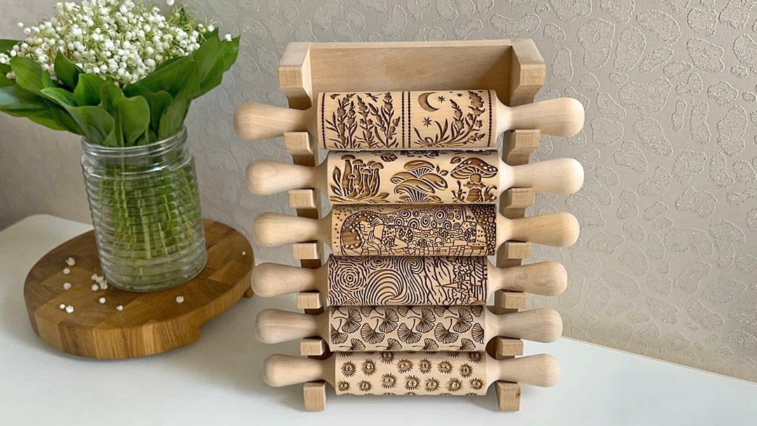 Rolling Pin Display Rack, Country Home Wall Decor, Rolling Pin Holder ...