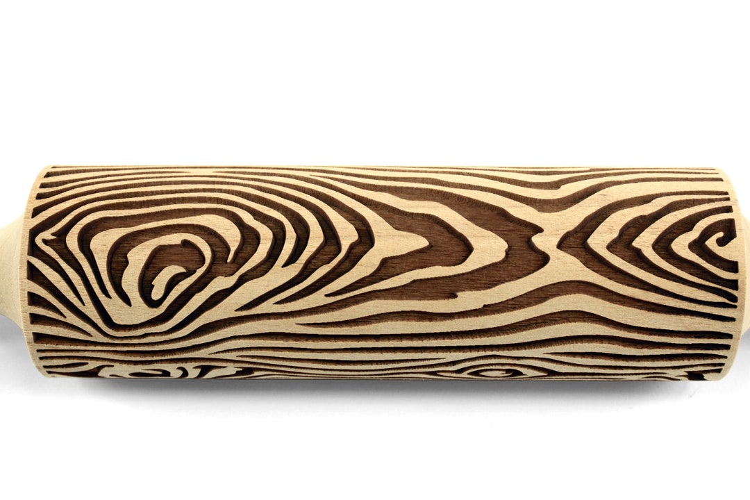 Wood Texture Embossed Rolling Pin, Clay Stamp, Pottery Roller, Ceramic ...