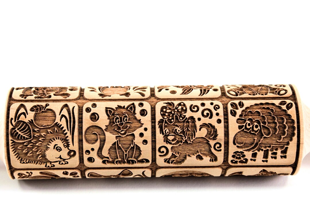 Embossed Rolling Pin, Animal Sugar Cookies, Kids Baking, Christmas Gift ...