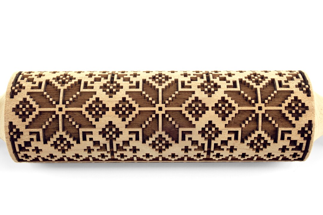 Ukrainian Embossed Rolling Pin, Folk Clay Stamp, Embroidery Rolling Pin ...