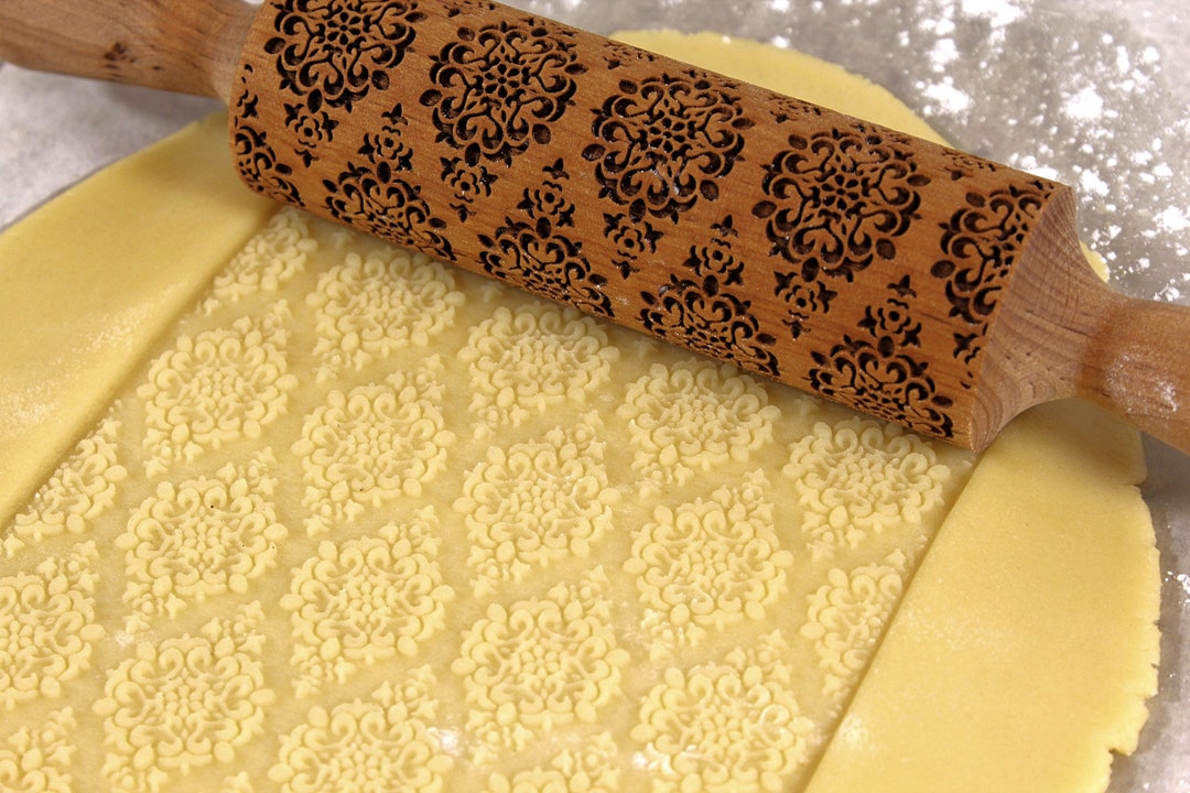 Damask Rolling Pin Embossed Patterned Laser Engraved Rolling Pins ...