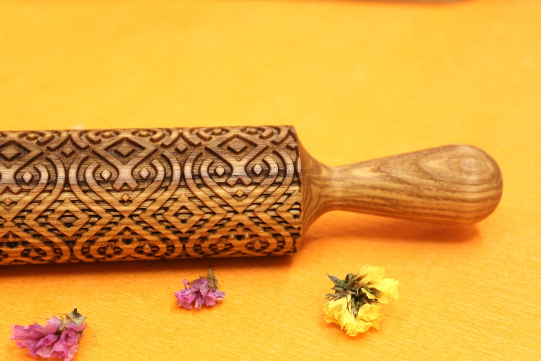 Engraved Rolling Pin, Geometric2 Pattern VINTAGE, Embossing Rolling ...