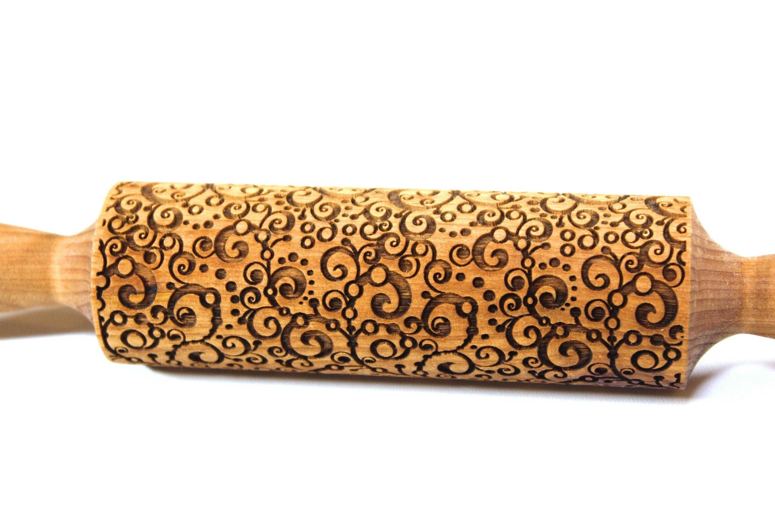 Embossed Rolling Pin Magic Swirles Pattern Engraved Embossing Rolling ...