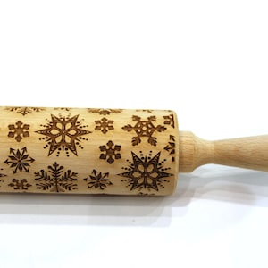 SNOWFLAKE Embossing Rolling Pin, Christmas Gift, Cookie Stamp, Laser ...