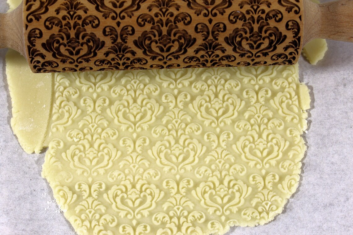 Embossed Rolling Pin Romantic Damask for Shortbread Cookies - Etsy
