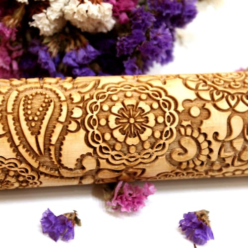 FLOWERS Embossing Rolling Pin CHRISTMAS GIFT Laser Engraved | Etsy