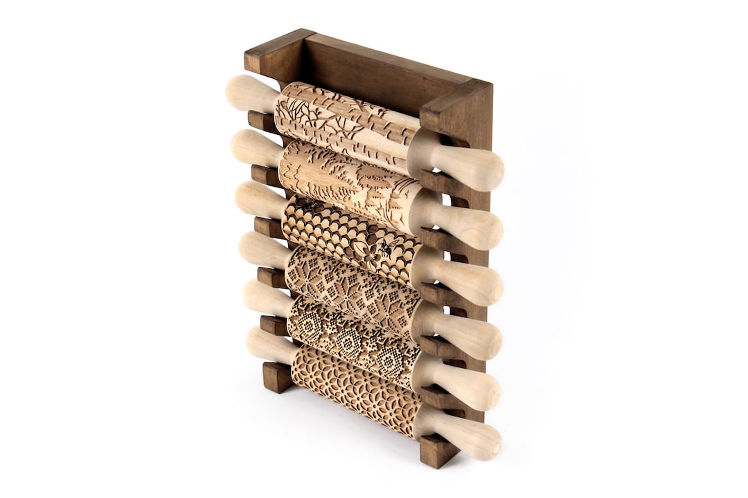 Rolling Pin Wooden Shelf, Rolling Pin Storage Display Wall Rack ...