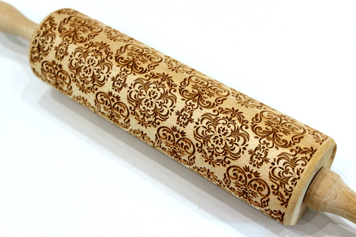 Embossed Rolling Pin Christmas Gift Delicate DAMASK FLORAL | Etsy