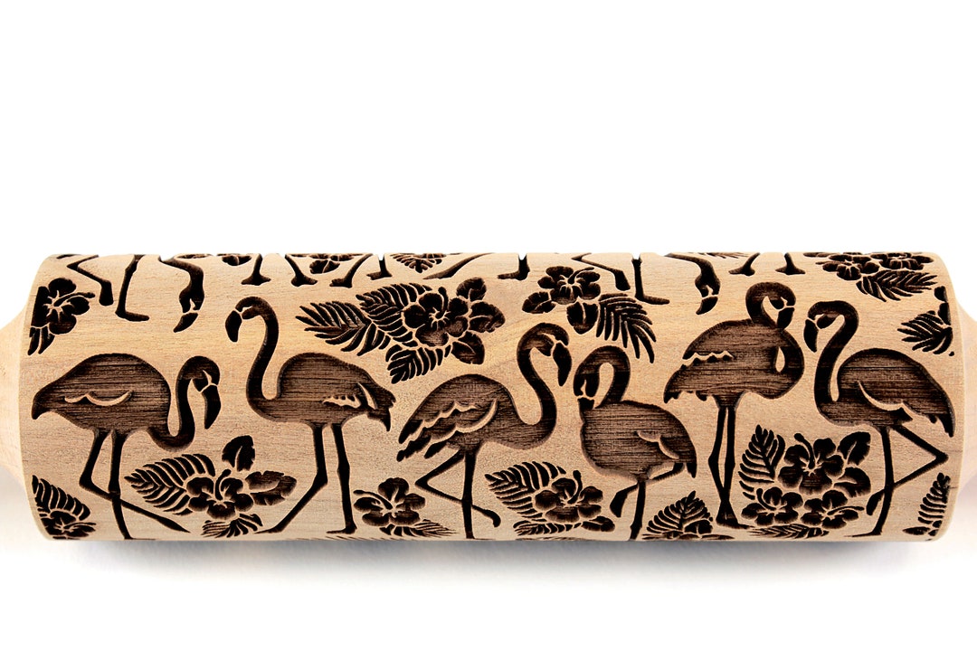 Flamingo Rolling Pin, Embossed Cookies Texturred Christmas Gift ...