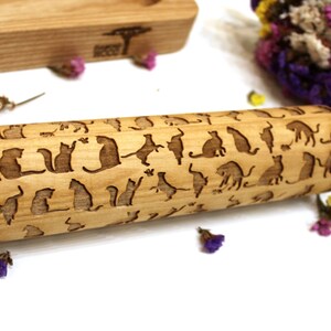 Cats Embossing Rolling Pin, Engraved Rolling Pin, Christmas Gift ...