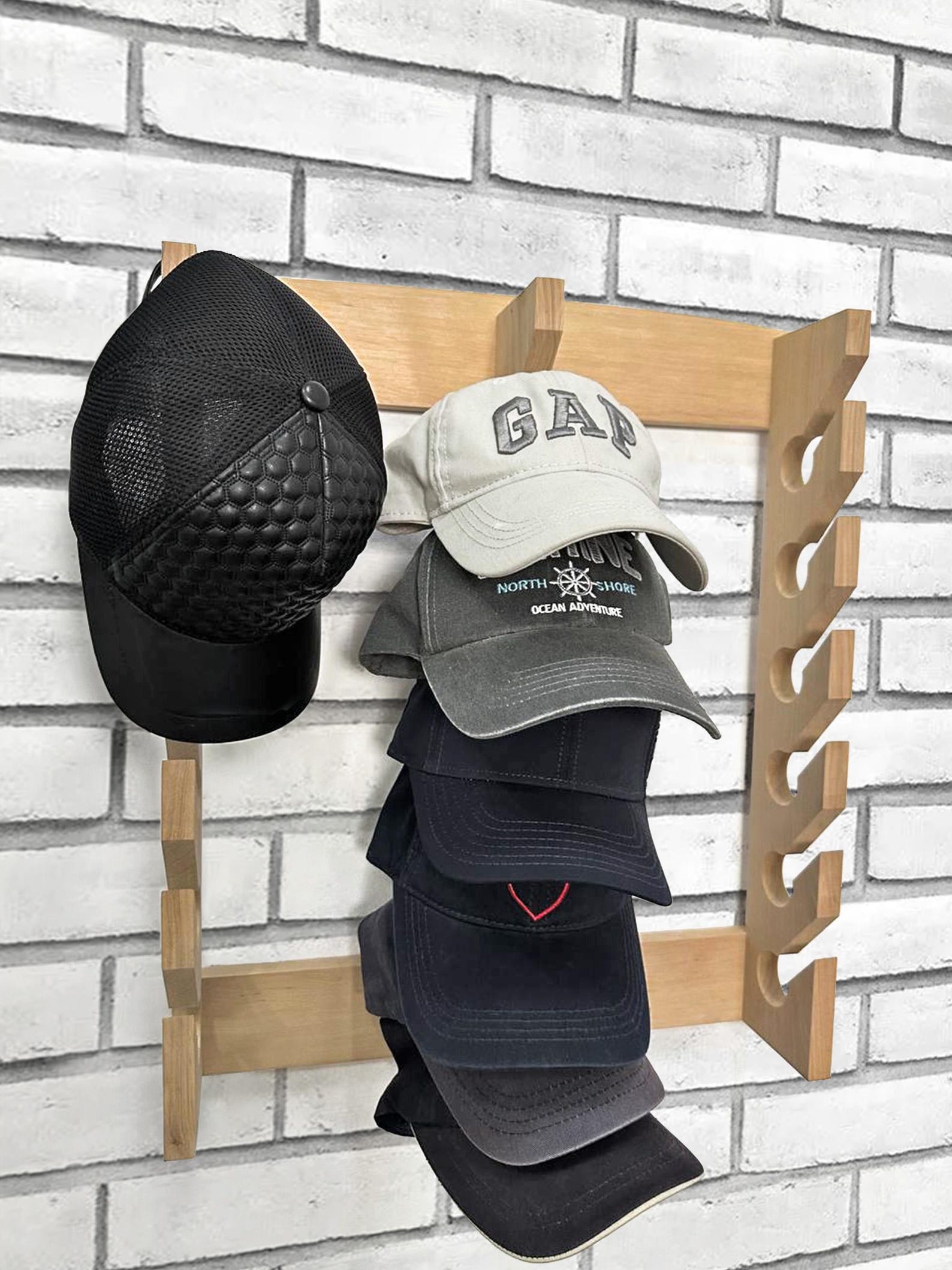 18 Baseball Caps Storage, Solid Wood Hat Organizer, Hat Rack for ...