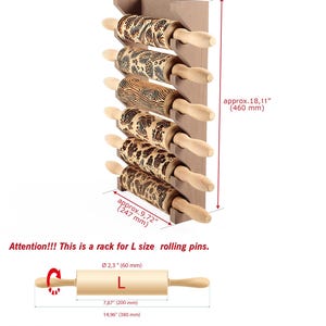 6 Rolling Pins Display Rack, Rolling Pin Holder, Wooden Shelf for ...