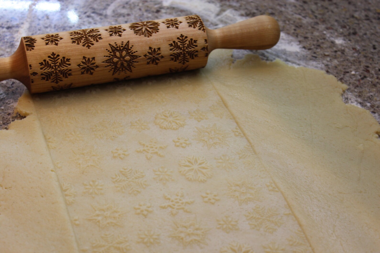 SNOWFLAKE 1 Engraved Embossed Rolling Pin, Dough Roller, Embossing ...