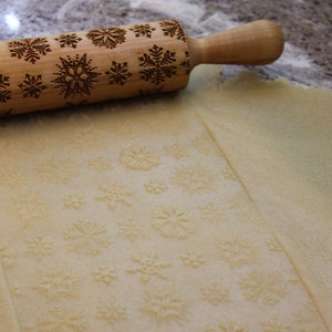SNOWFLAKE 1 Engraved Embossed Rolling Pin, Dough Roller, Embossing ...