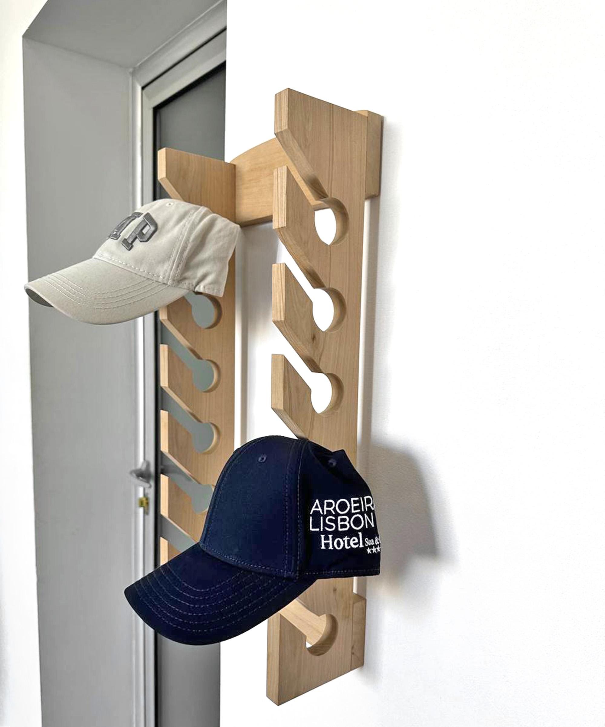 12 Baseball Hat Organizer, Wall Hat Rack, Solid Wood, Entryway Storage ...