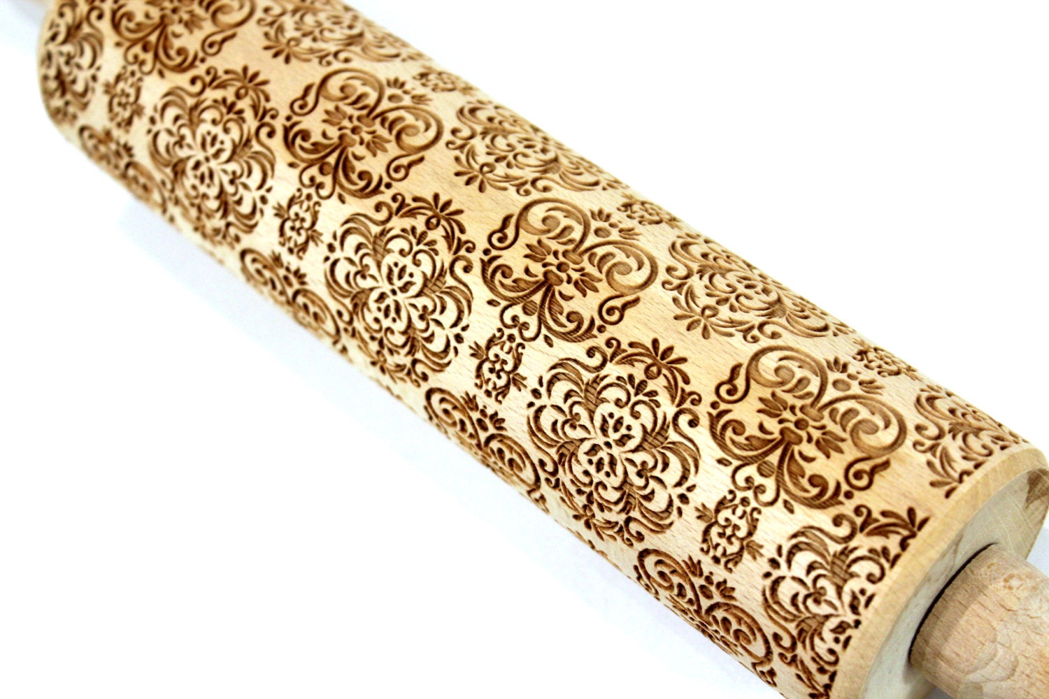Embossed Rolling Pin Christmas Gift Delicate DAMASK FLORAL | Etsy