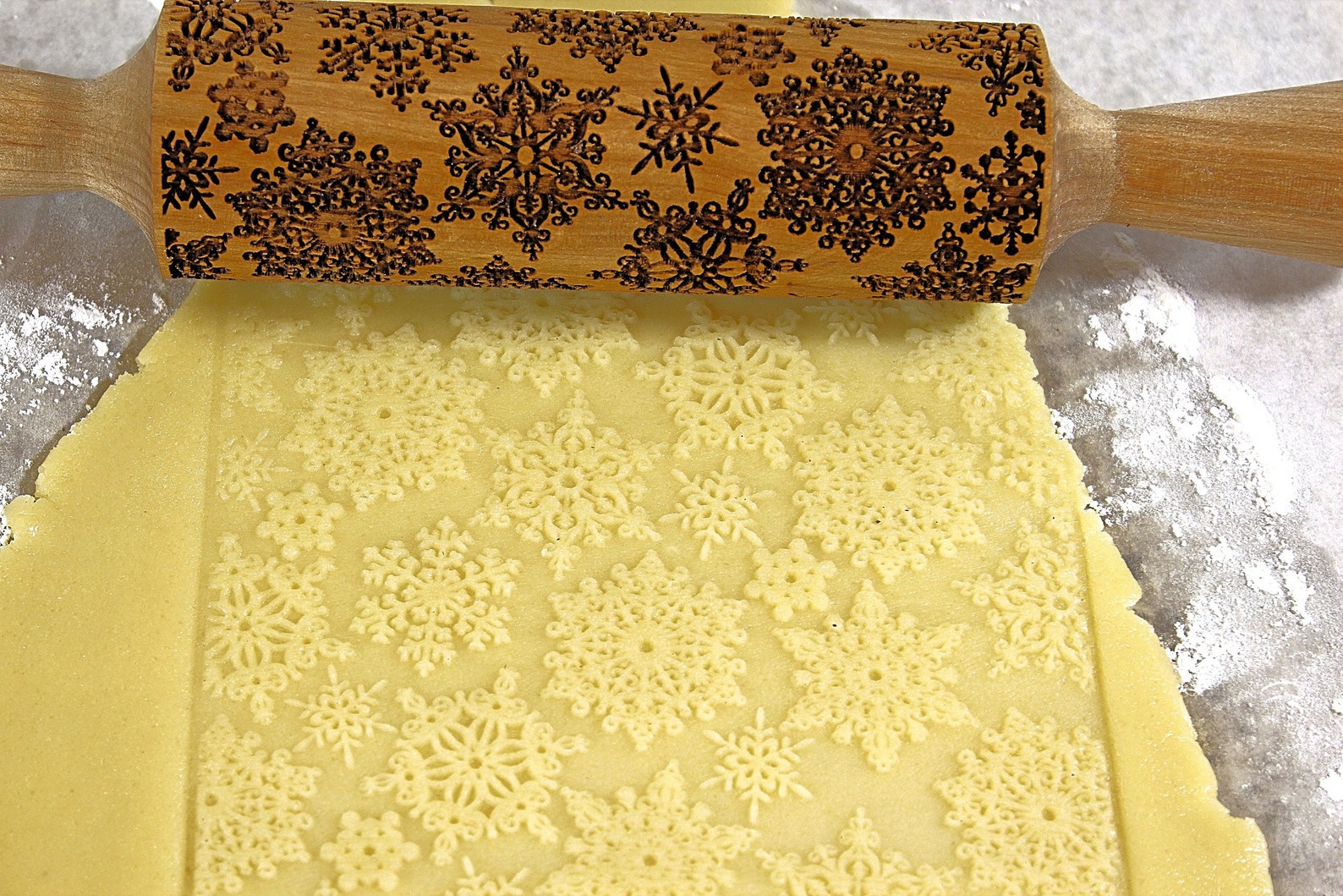 Snowflake 3 Embossed Rolling Pin Embossing Christmas Pattern Engraved ...