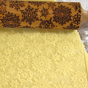 Snowflake 3 Embossed Rolling Pin Embossing Christmas Pattern Engraved ...