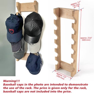 Handcrafted Solid Wood Baseball Cap Rack - Holds 12 Caps - Wall Mounted ...