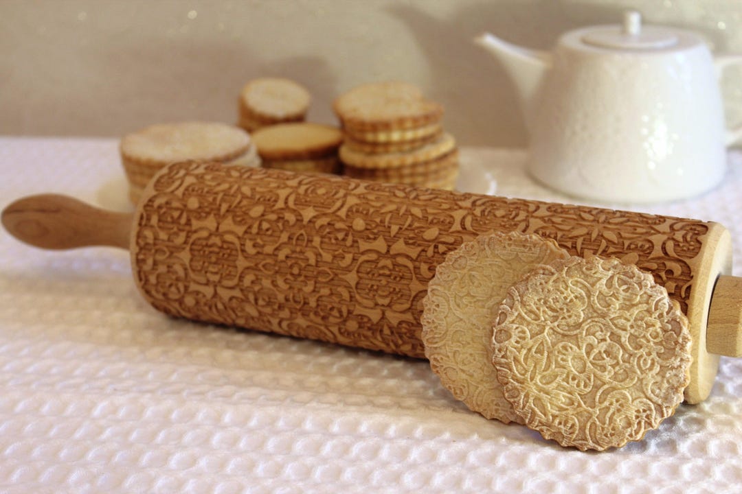 Beautiful LACE Embossed Rolling Pin Christmas Gift, FLORAL Embossing ...