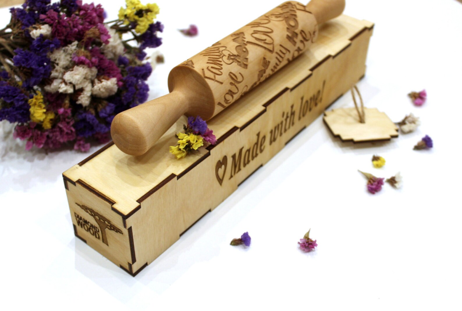 Engraved Rolling Pin, Embossing Rolling Pin, Christmas Gift, Embossed ...