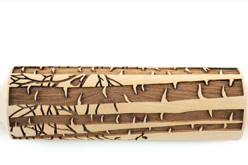 Birch Rolling Pin Embossed Forest Grove Trees Textured Cookies - Etsy