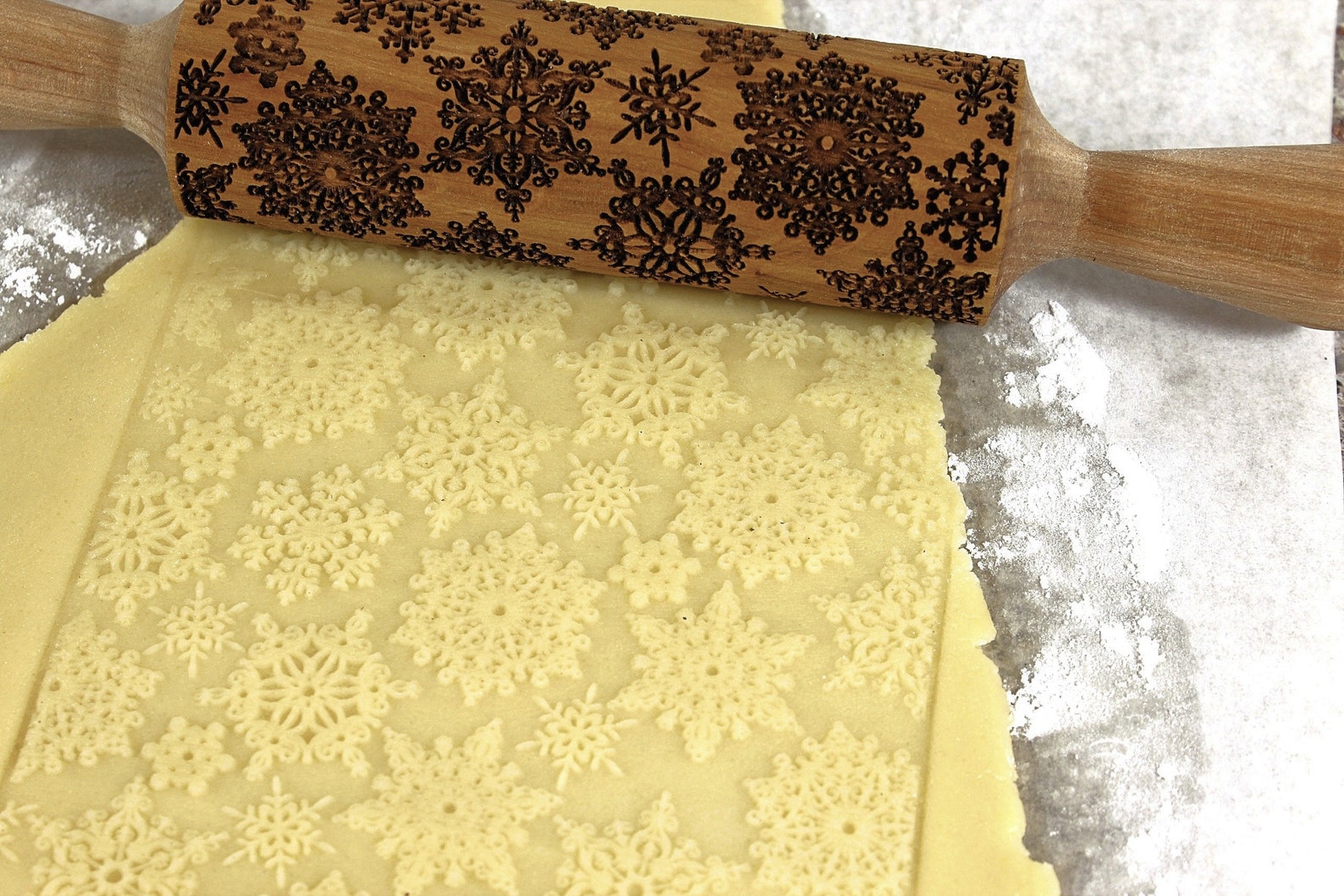 Snowflake 3 Embossed Rolling Pin Embossing Christmas Pattern | Etsy