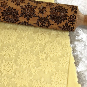 Snowflake 3 Embossed Rolling Pin Embossing Christmas Pattern Engraved ...