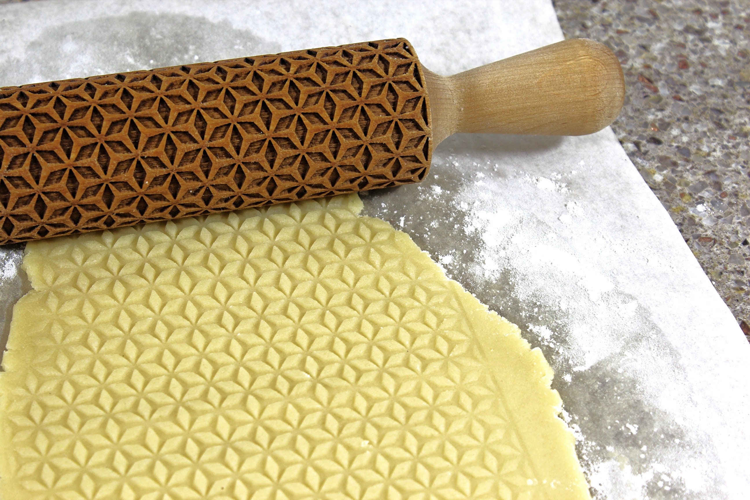 Diamond Embossed Rolling Pin Embossing Pattern Engraved | Etsy
