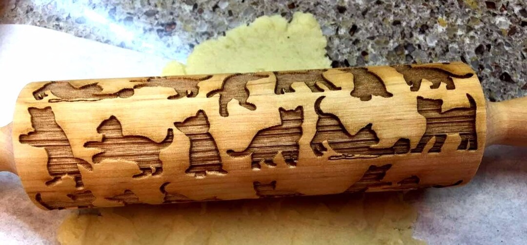 ENGRAVED ROLLING PIN Cats, Kittens, Embossing Rolling Pin, Christmas ...