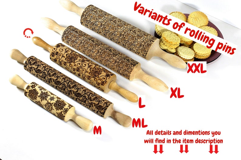 Engraved Rolling Pin GEOMETRIC Embossed , Embossing Rolling Ping ...