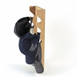 Handcrafted Solid Wood Baseball Cap Rack Holds 12 Caps Wall Mounted Hat ...