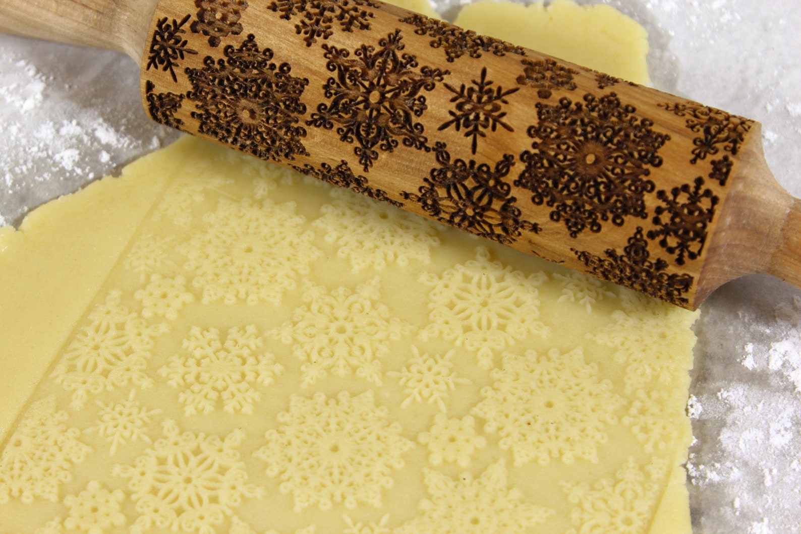 Snowflake 3 Embossed Rolling Pin Embossing Christmas Pattern Engraved ...