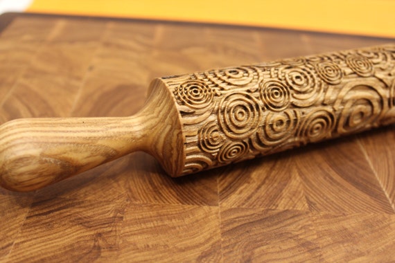 Engraved Rolling Pin GEOMETRIC Embossed Embossing Rolling - Etsy
