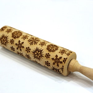 SNOWFLAKE Embossing Rolling Pin, Christmas Gift, Cookie Stamp, Laser ...
