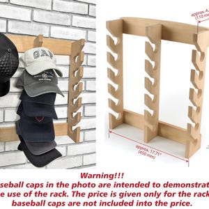 18 Baseball Caps Storage, Solid Wood Hat Organizer, Hat Rack for ...