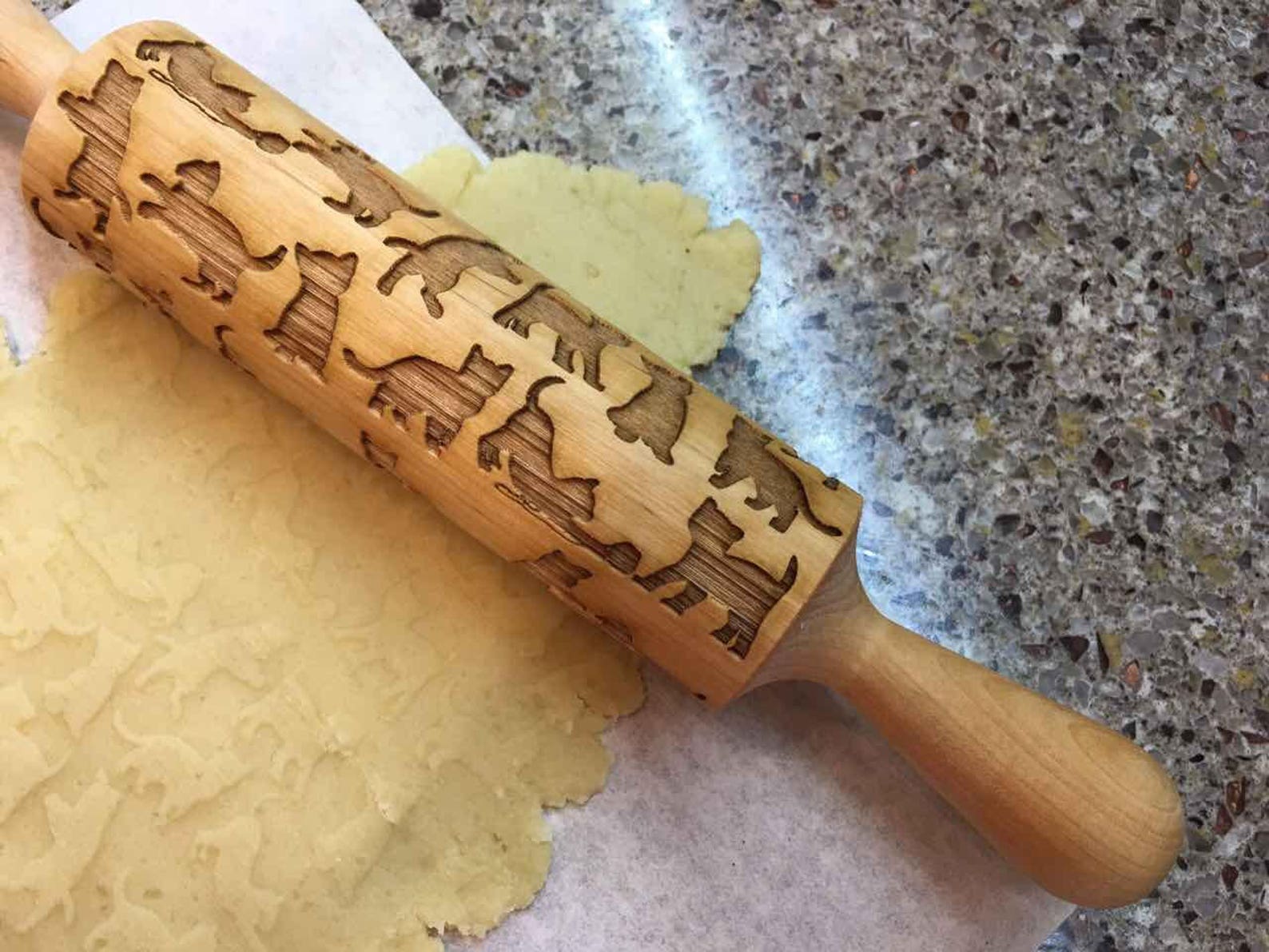 ENGRAVED ROLLING PIN Cats, Kittens, Embossing Rolling Pin, Christmas ...