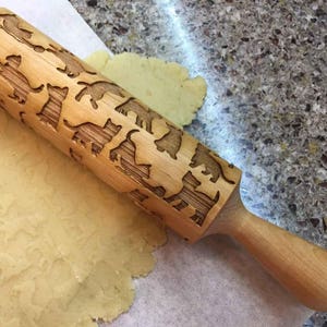 ENGRAVED ROLLING PIN Cats, Kittens, Embossing Rolling Pin, Christmas ...