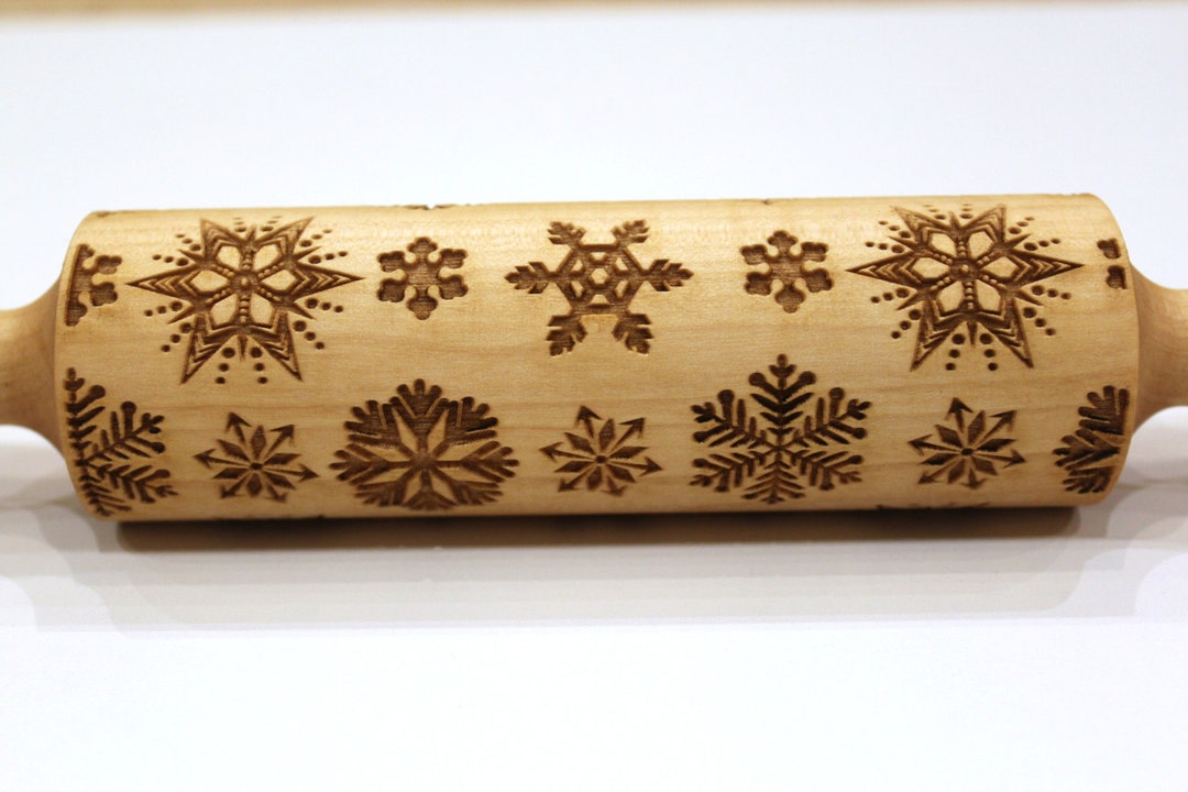 SNOWFLAKE 1 Engraved Embossed Rolling Pin, Dough Roller, Embossing ...