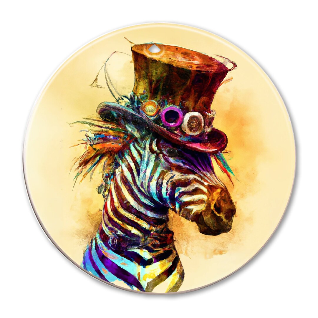Steampunk Zebra 2 Sided Ceramic Ornament Zebra Steampunk Christmas ...
