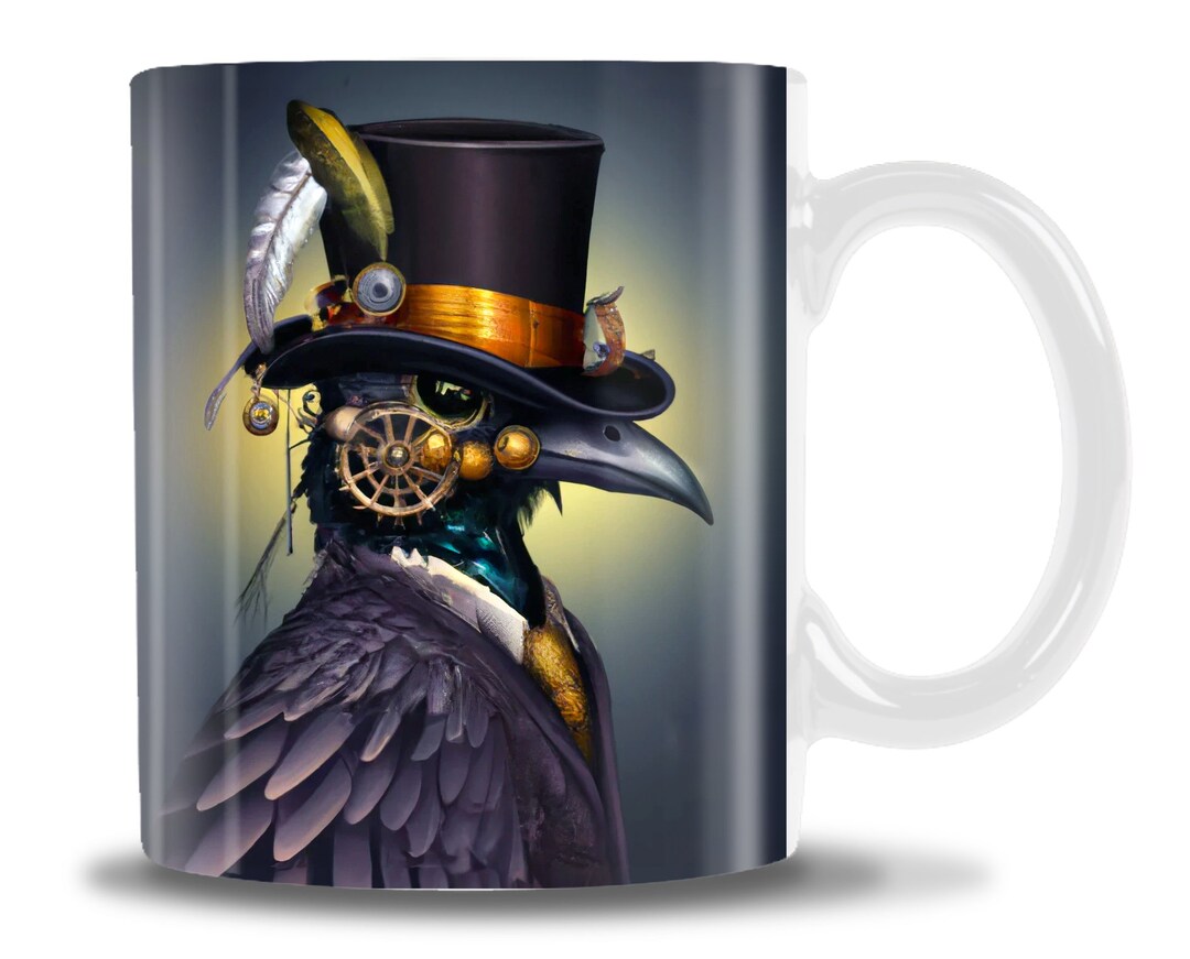 Steampunk Raven Comes in Two Sizes 11 or 15oz, Steampunk Mug - Etsy
