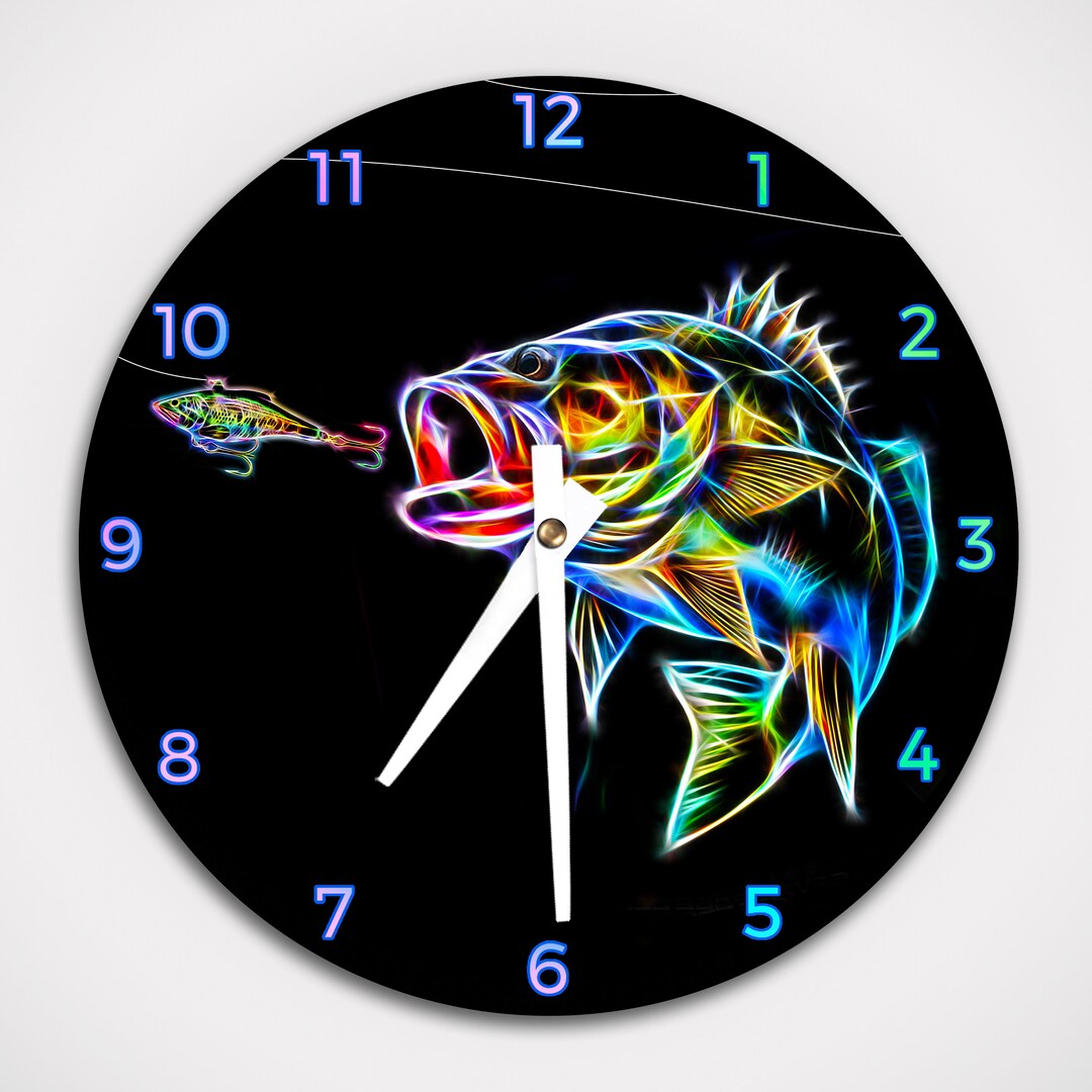 Neon Color Bass Aluminum Round Wall Clock 8.125", or Hardboard Round ...
