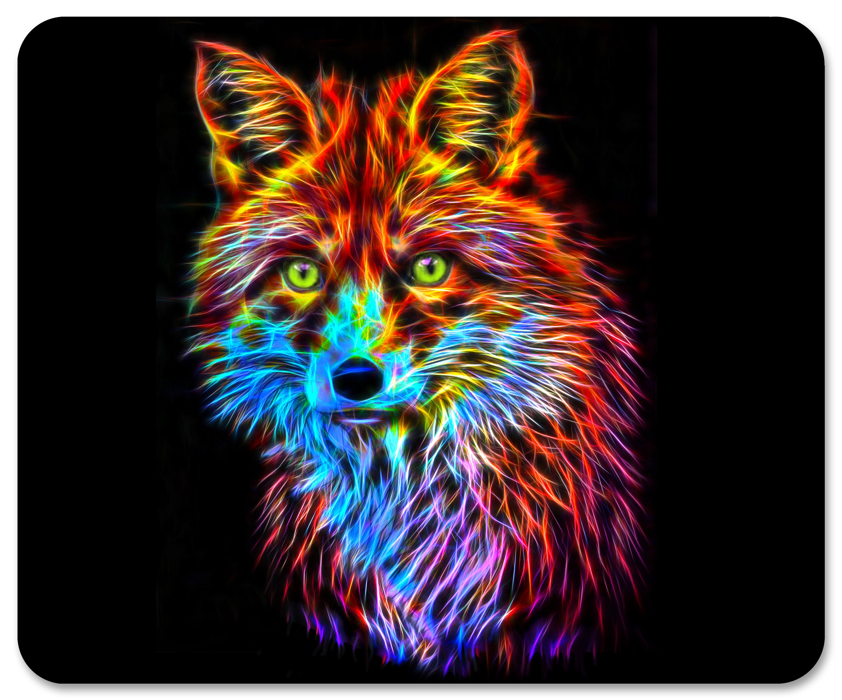 Fractal Fox Mousepad Red Fox Neon Fox Christmas Gifts | Etsy