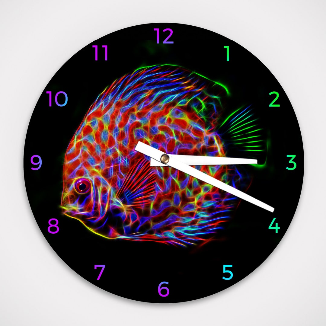 Discus Fish Aluminum Round Wall Clock 8.125", or Hardboard Round Wall ...